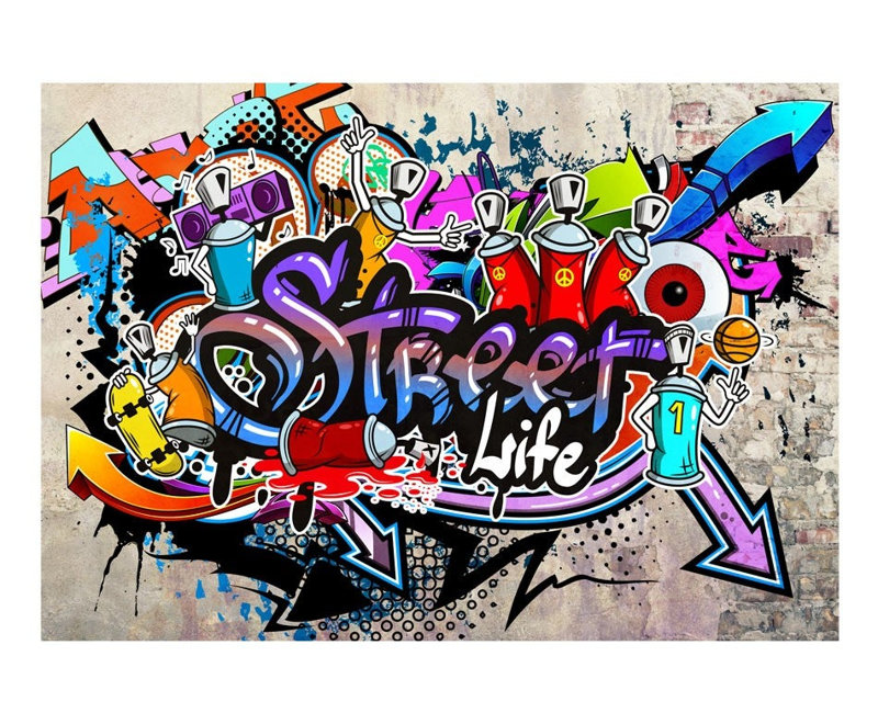 Fly Trend King LLC Wallpaper Graffiti Street Art Street Game Wayfair